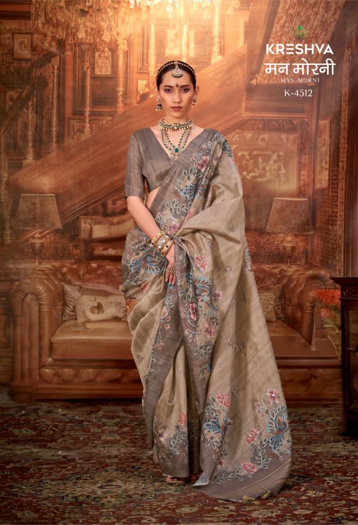 Kreshva Man Morni Tussar Silk With Traditional Kalamkari Saree at ...