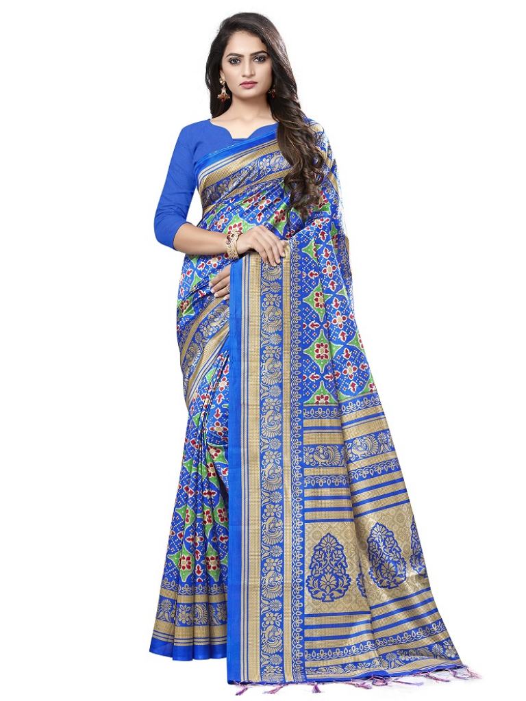 ALPHA 202 ETHNIC WEAR LICHI SILK DESIGNER PRINTED SAREES