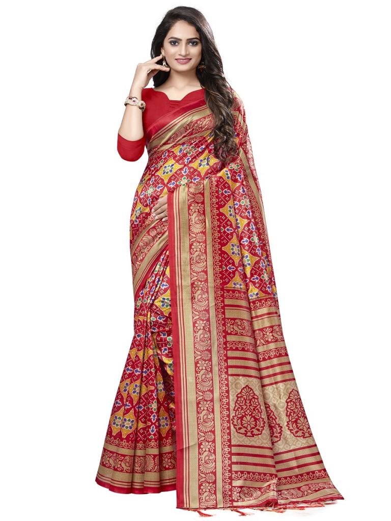 ALPHA 202 ETHNIC WEAR LICHI SILK DESIGNER PRINTED SAREES