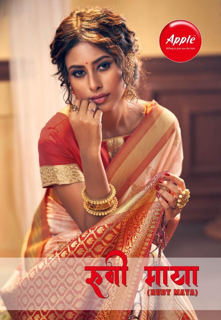 Apple Ruby Maya Saree Collection with heavy silk digital printed fabric ...
