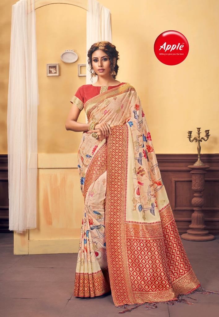 Apple Ruby Maya Saree Collection with heavy silk digital printed fabric ...